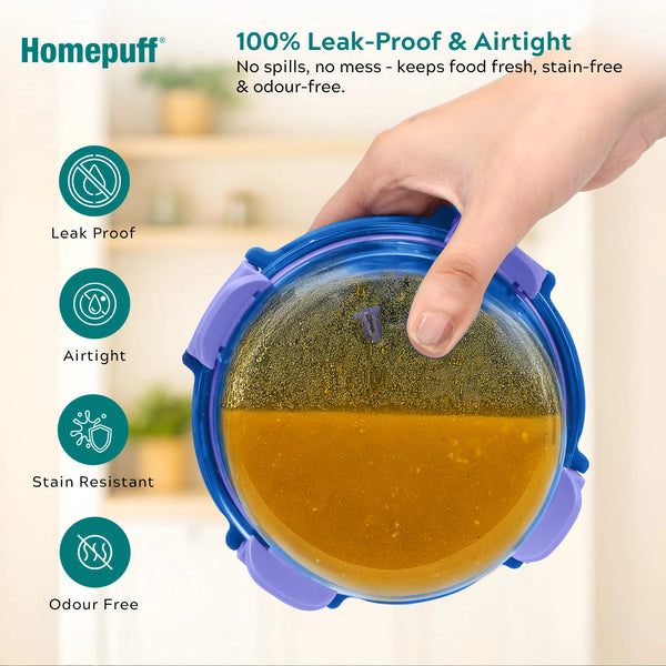 Borosilicate Glass Lunch Box Set of 3 (420ml) with Airtight Leakproof